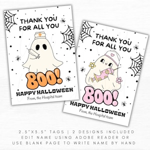 Printable Nurse Happy Halloween Tags, Personalized Thank You for All ...