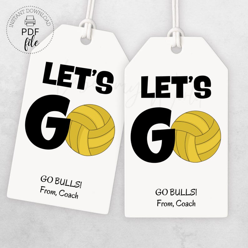 Water Polo Team Let's Go Tags | Printable Water Polo Good Luck Game Day ...