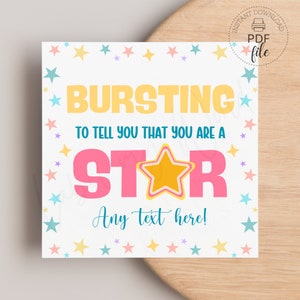 Bursting to Tell You That You're a Star Gift Tag Personalized Printable ...