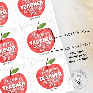 Printable Happy Teacher Appreciation Week Gift Tag, Teacher ...