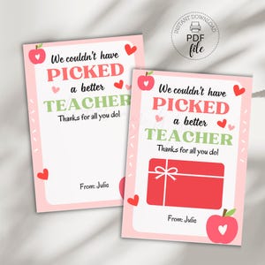 Printable Teacher Appreciation Gift Card Holder, Personalized We Couldn ...
