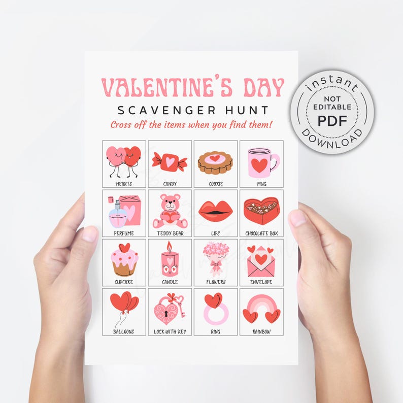 Valentine's Day Scavenger Hunt & Cards to Hide, Treasure Hunt Game for ...