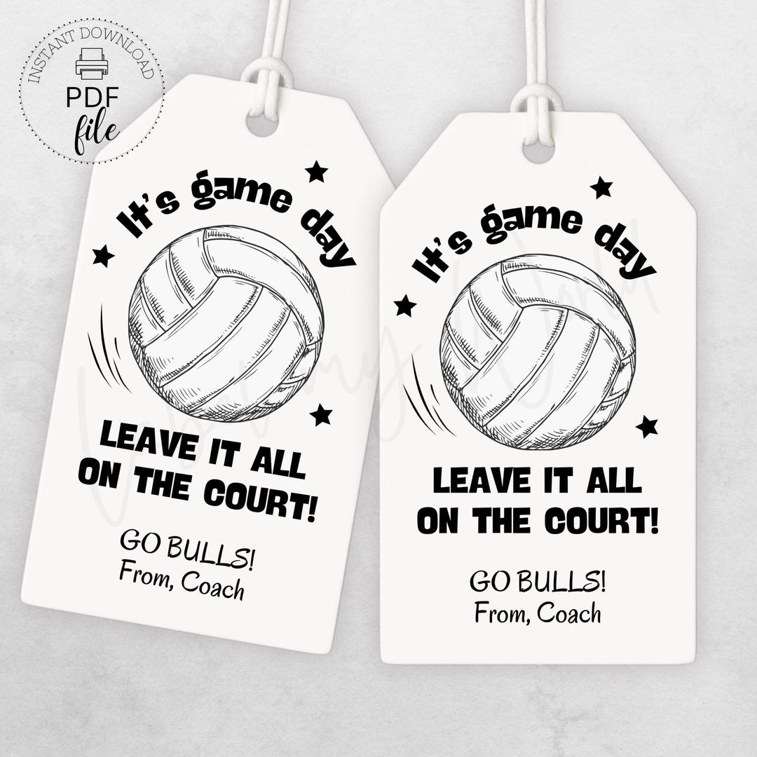 Printable Volleyball Game Day Tags | Personalized Volleyball Team Good ...
