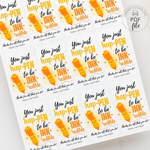 Printable Teacher Appreciation Gift Tag, Personalized You Just Happen ...