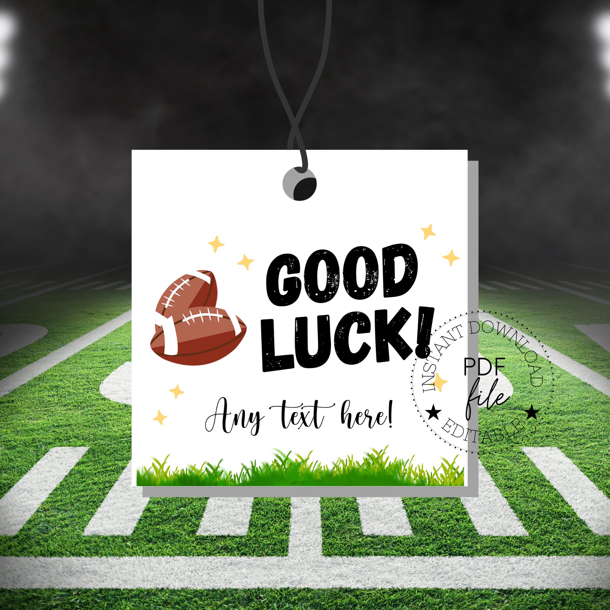 Printable Football Good Luck Tags Personalized Cheer Team Gift Tag ...