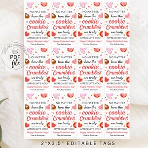 Printable Valentine Cookies Gift Tag, Personalized No Matter How the ...
