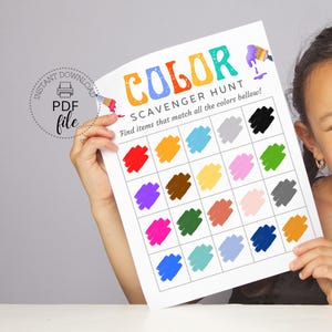 Printable Color Scavenger Hunt for Kids, Indoor/outdoor Rainbow ...