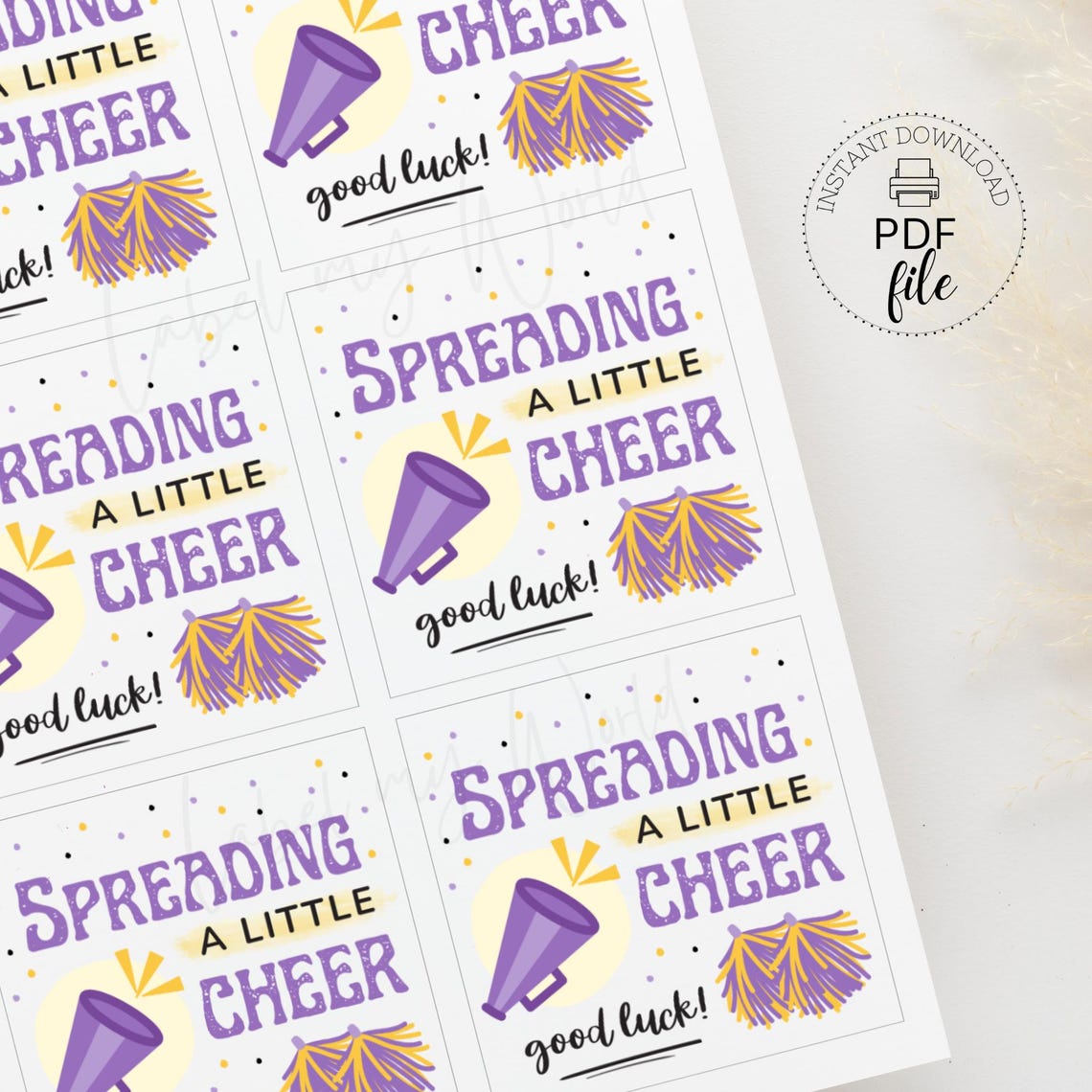 Printable Spreading a Little Cheer Gift Tag, Sports Cheerleading Spirit ...