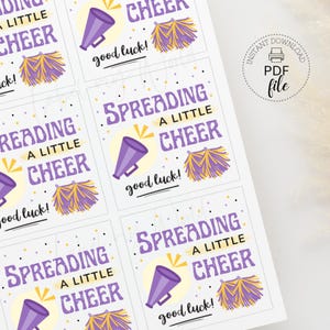 Printable Spreading a Little Cheer Gift Tag, Sports Cheerleading Spirit ...
