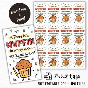 Printable Testing Day Muffin Gift Tag, There's Muffin to Worry About ...