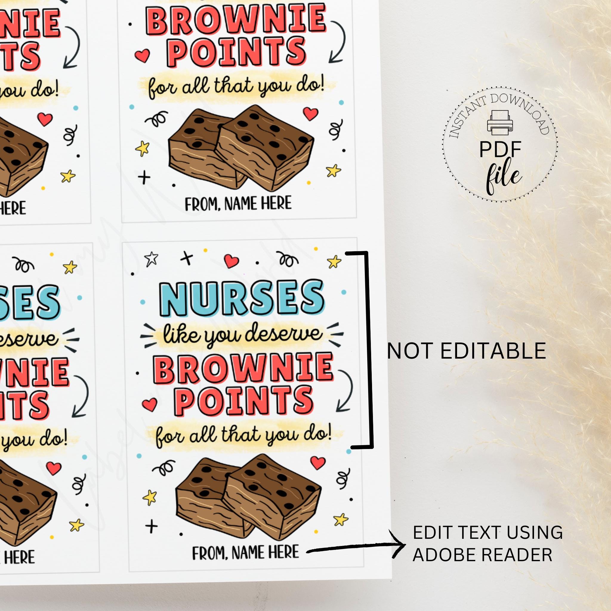 Printable Nurses Appreciation Chocolate Brownie Gift Tag, You Deserve ...