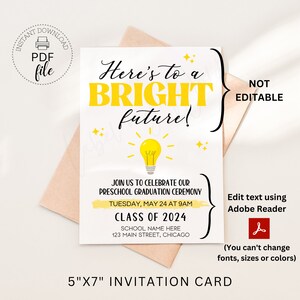 Printable Here's to a Bright Future Invitation Card | Personalized End ...
