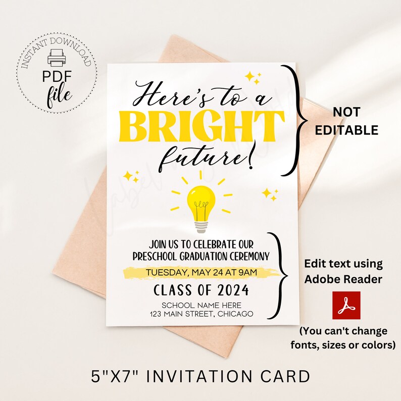 Printable Here's to a Bright Future Invitation Card | Personalized End ...