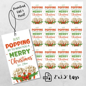 Popcorn Christmas Editable Tag | Printable Christmas Gift Tag | Just ...