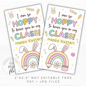 Printable I'm so Hoppy to Have You in My Class Gift Tag, Classroom ...
