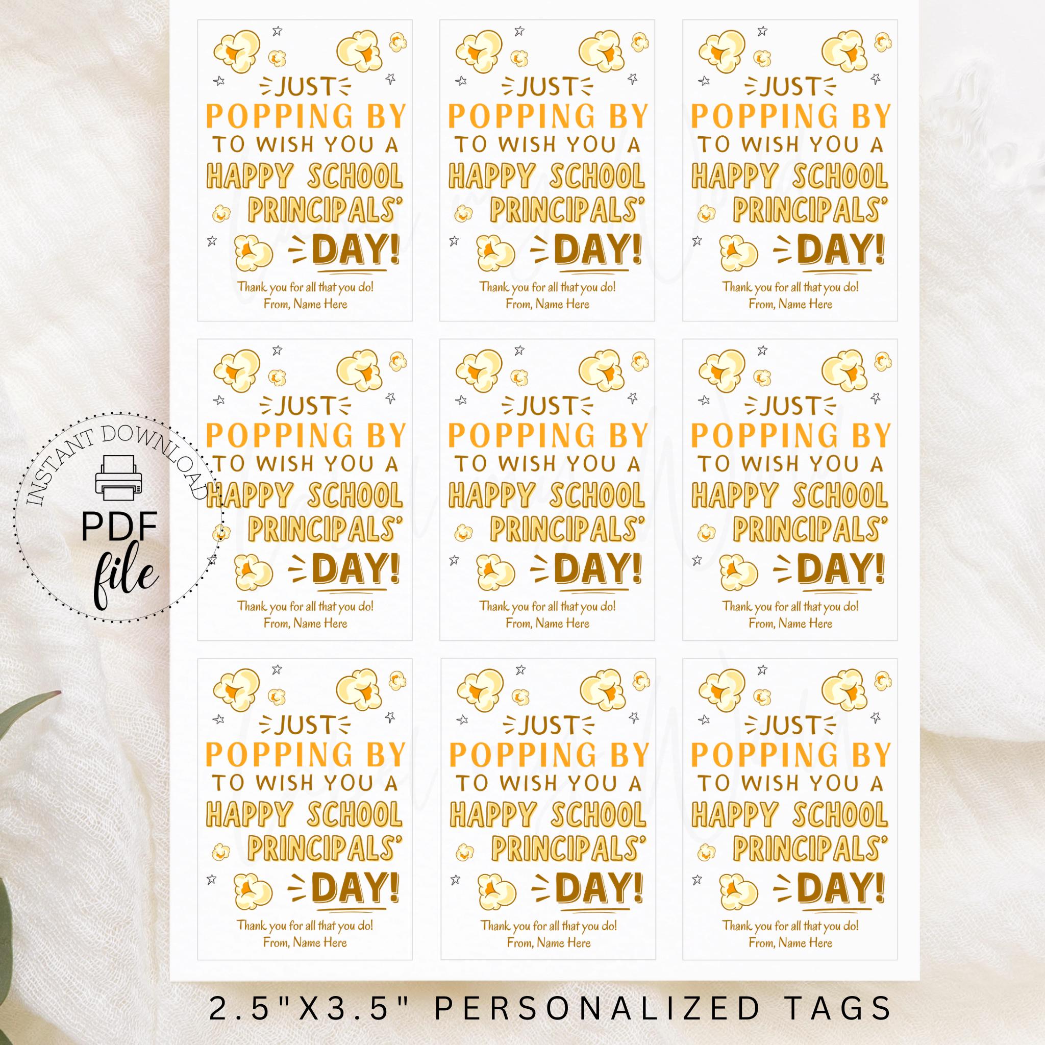 Printable School Principal Gift Tag, Personalized Just Popping by to ...