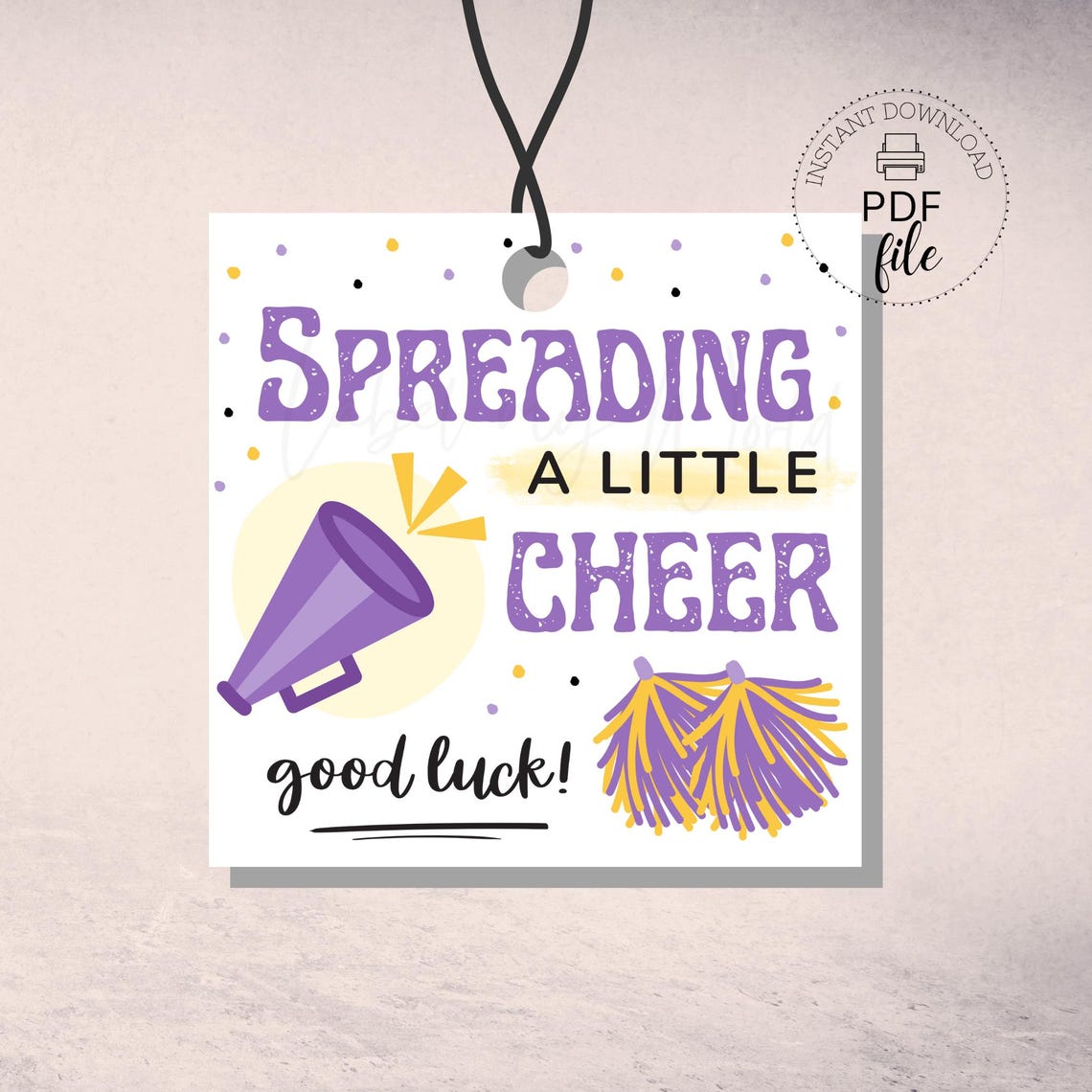 Printable Spreading a Little Cheer Gift Tag, Sports Cheerleading Spirit ...