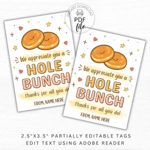 Printable Employee Donut Appreciation Gift Tag, We Appreciate You a ...