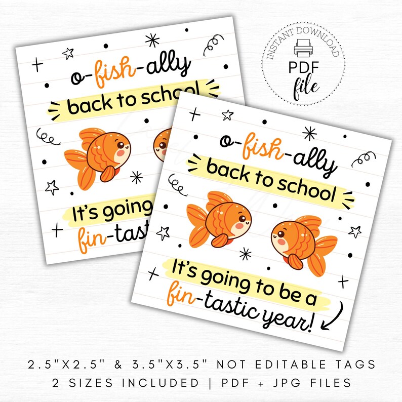 Printable Classroom Snack Goldfish Treat Tag, It's Going to Be a Fin ...