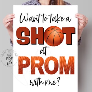 Printable Basketball Promposal Sign Want to Take a Shot at Prom Orange ...