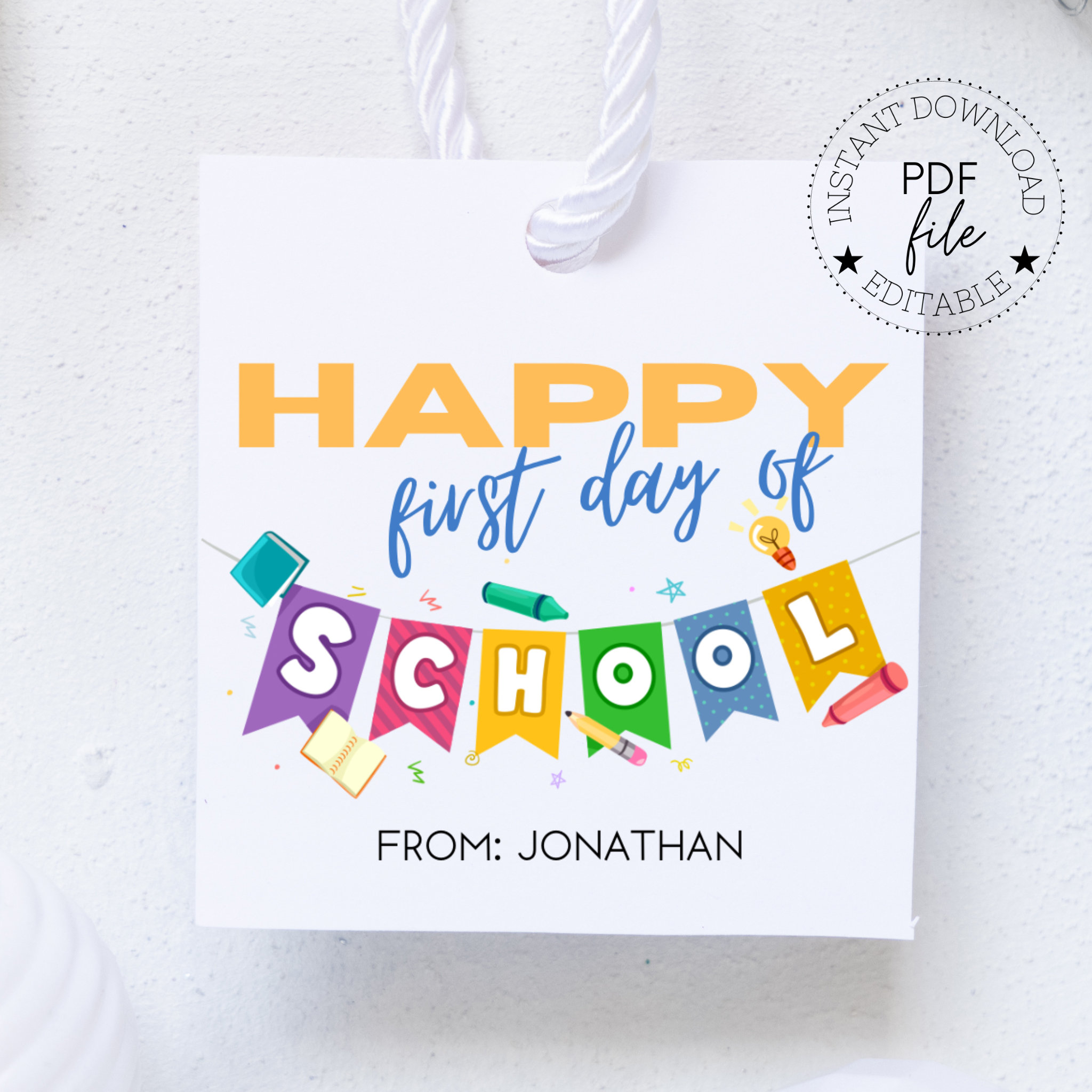Happy First Day of School Tag Printable - Etsy