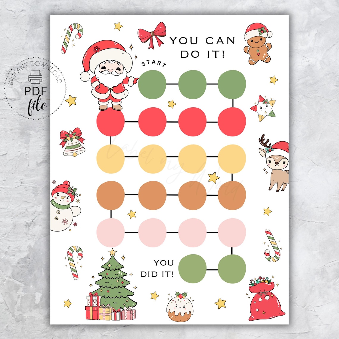Christmas Reward Chart for Kids, Printable Santa Behavior Sticker Chart ...