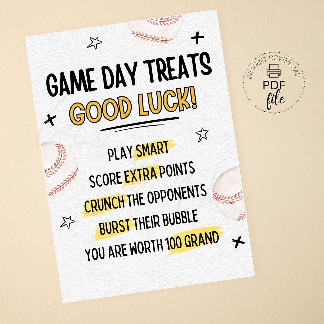 Printable Baseball Candy Treat Bag Tags | Good Luck Baseball Gift Tags ...