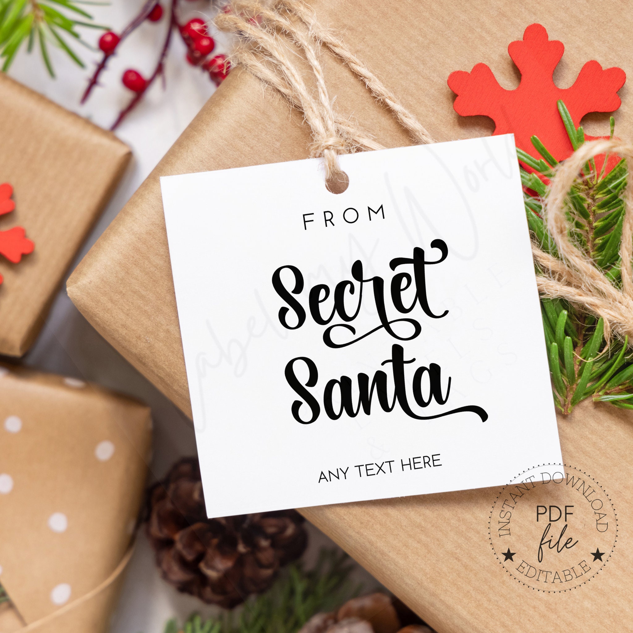 From Secret Santa Gift Tag Printable Christmas Party Tag - Etsy
