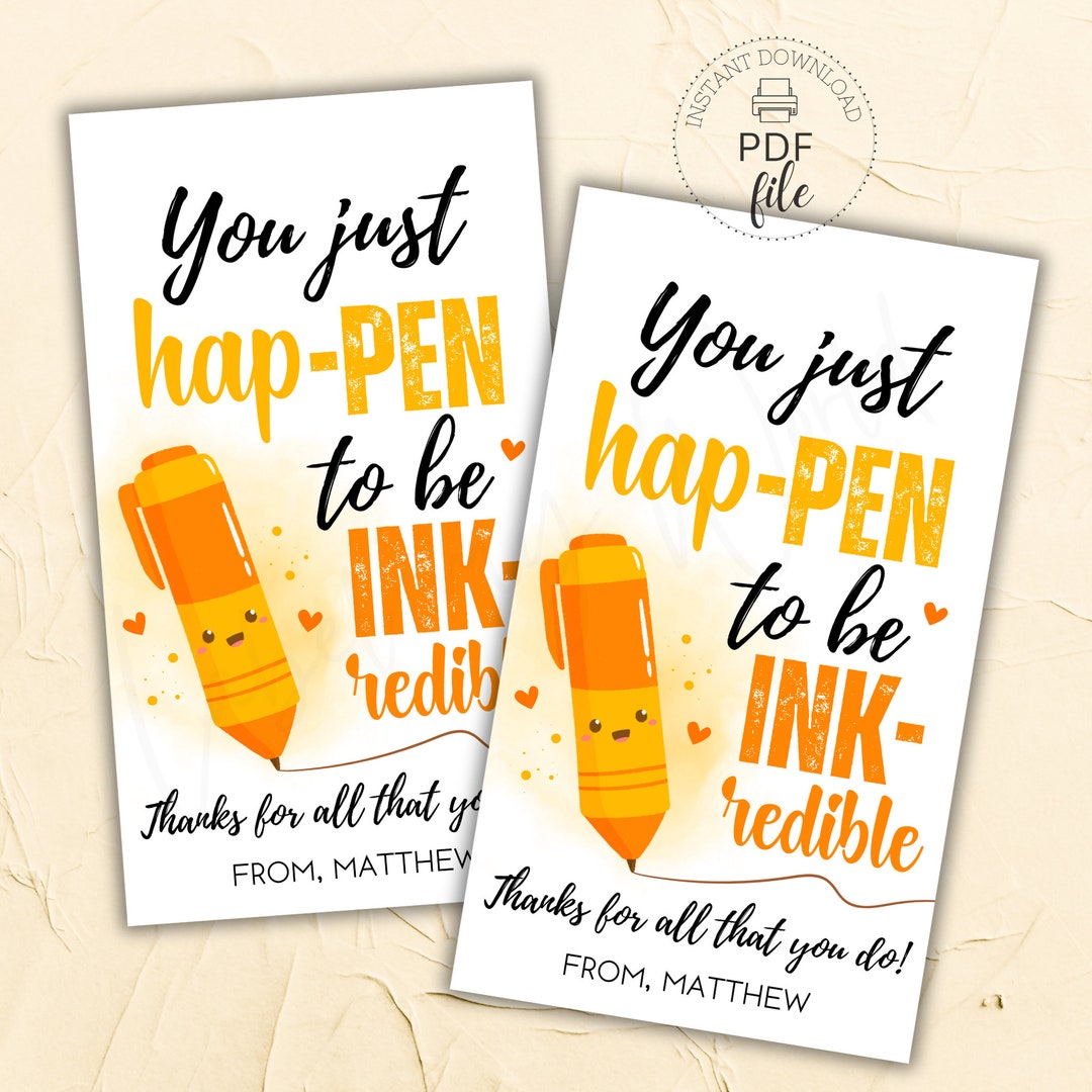 Printable Teacher Appreciation Gift Tag, Personalized You Just Happen ...
