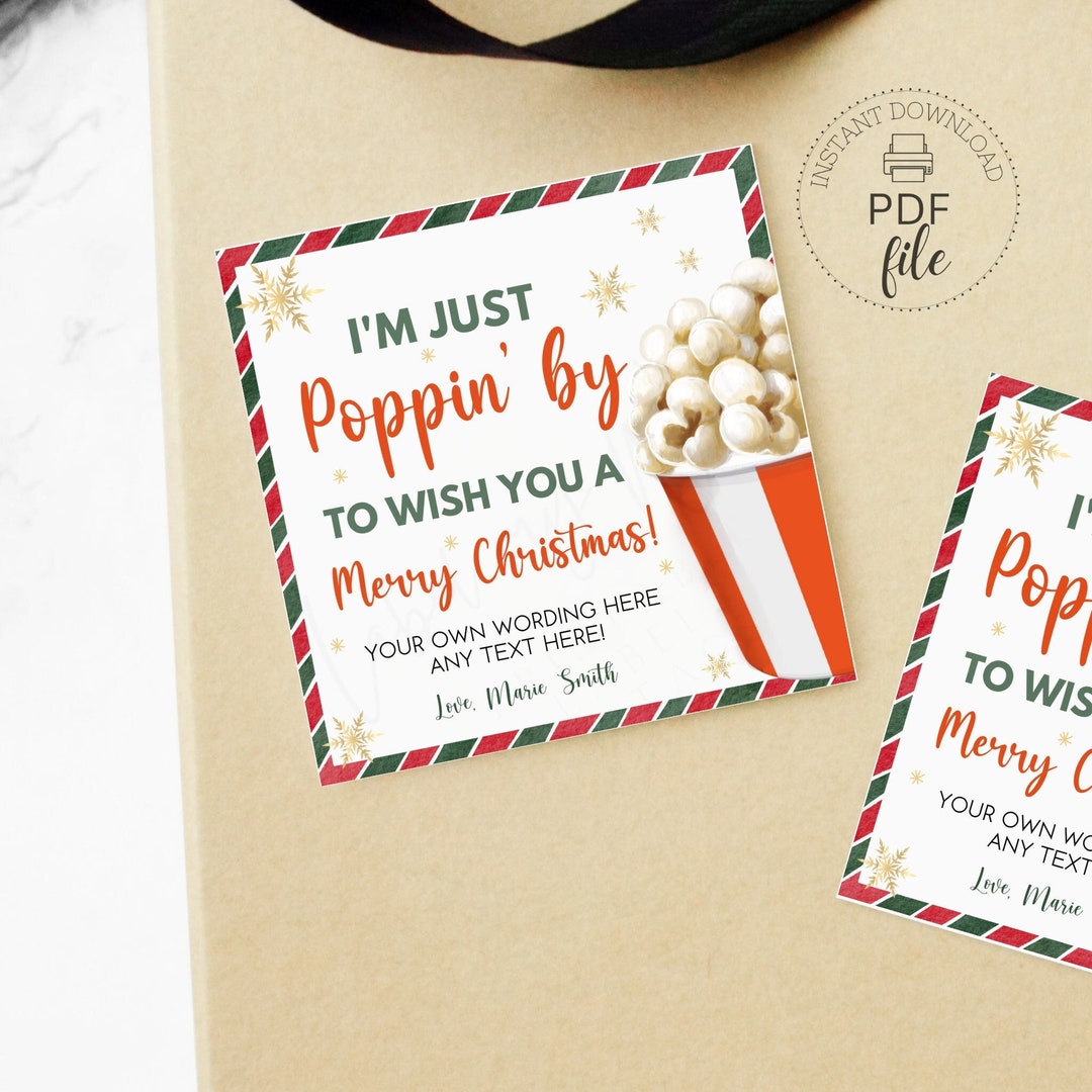 Christmas Popcorn Appreciation Gift Tags | Printable Just Poppin' by ...