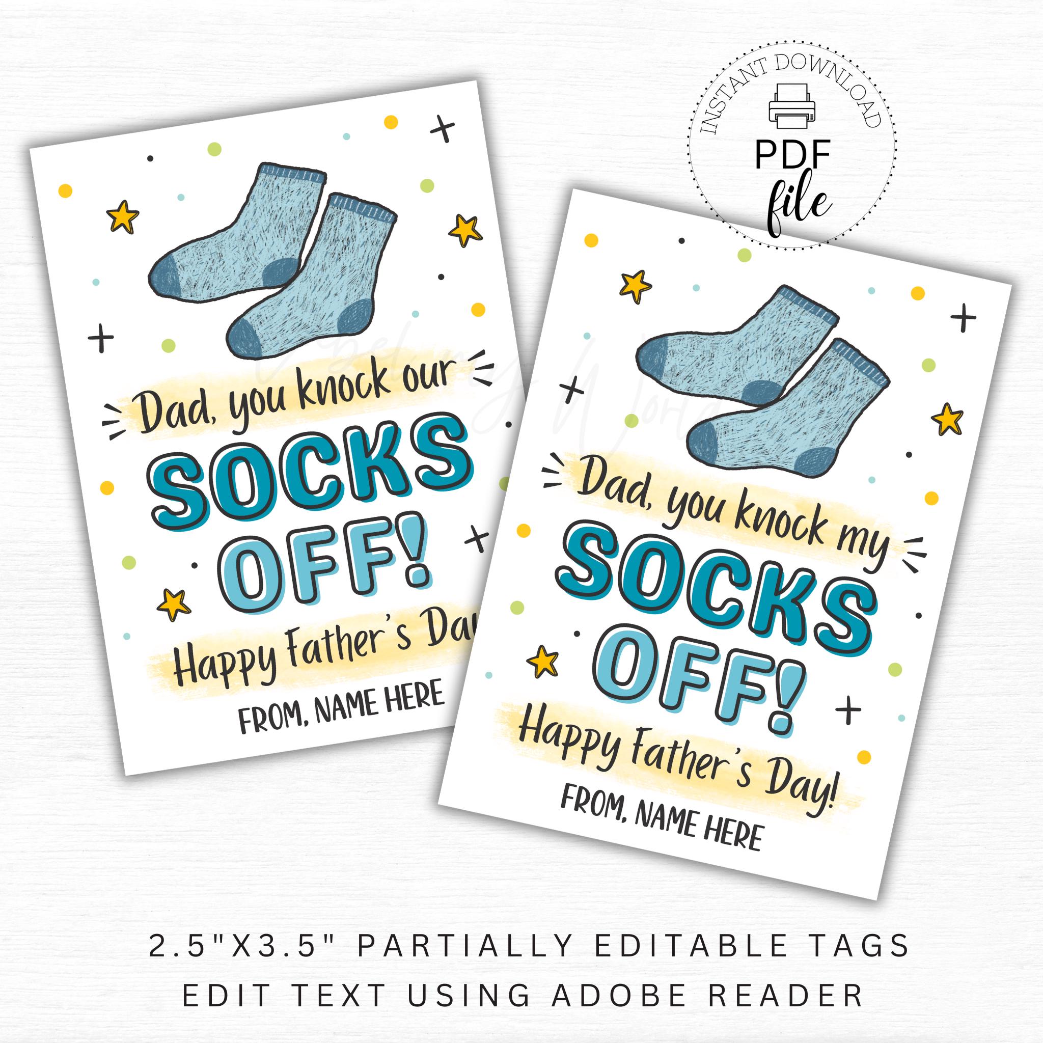 Father's Day Socks Gift Tag Printable Gift Tag, Personalized Dad You ...