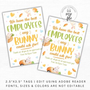 Printable Work Appreciation Easter Gift Tag, We Have the Best Employees ...
