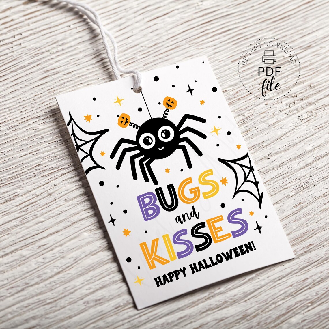 Printable Bugs & Kisses Halloween Tag, Spider Trick or Treat ...