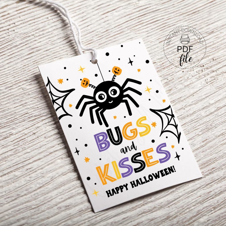 Printable Bugs & Kisses Halloween Tag, Spider Trick or Treat ...