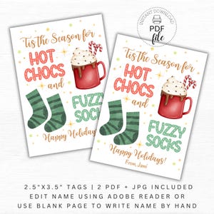 Printable Hot Cocoa & Holiday Socks Gift Tag, Personalized 'tis the ...