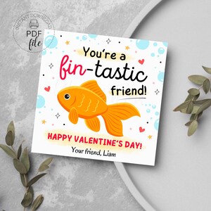 Printable Valentine Goldfish Gift Tag, You're a Fin-tastic Friend 2.5 ...