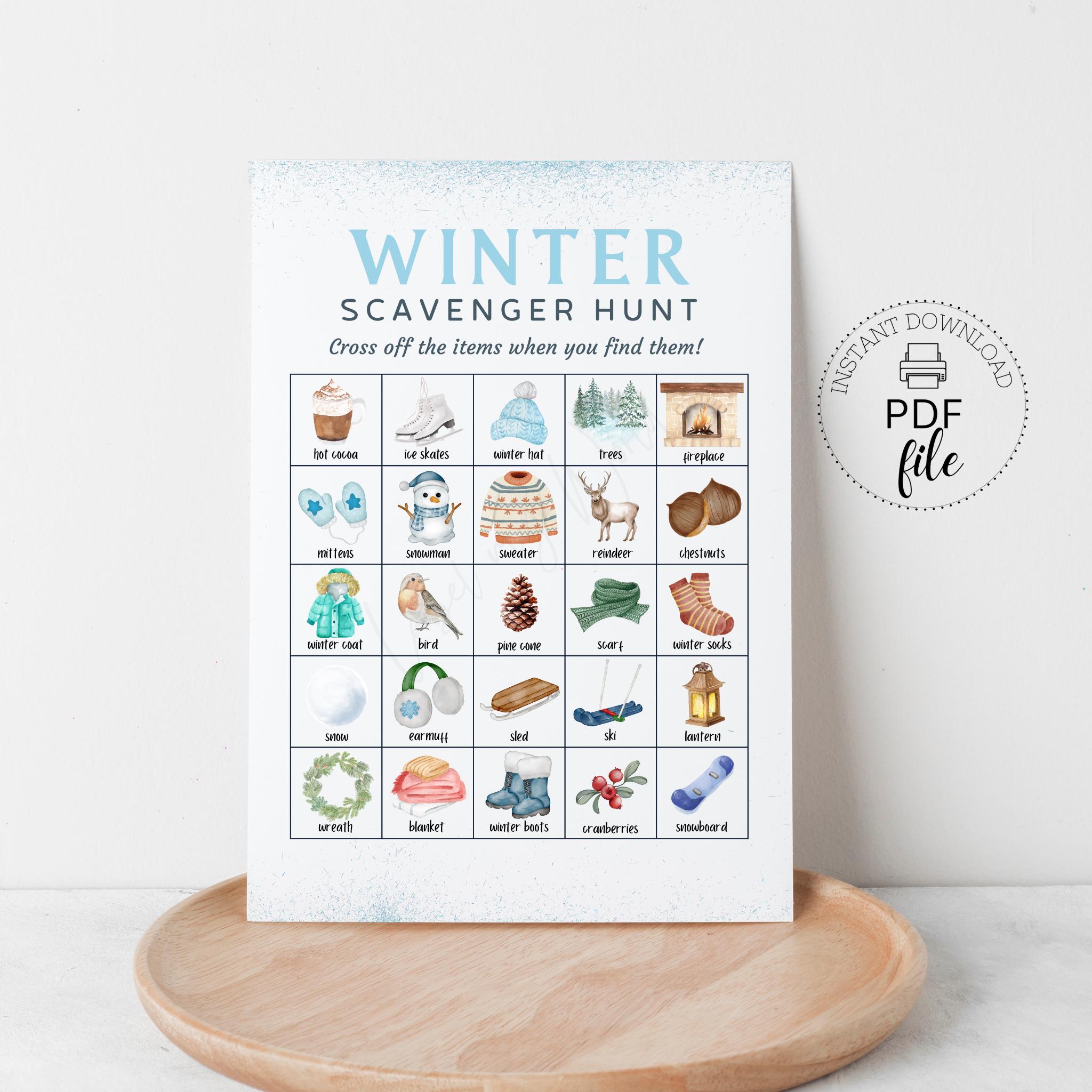 Outdoor Winter Scavenger Hunt, Printable Treasure Hunt Game for Kids ...