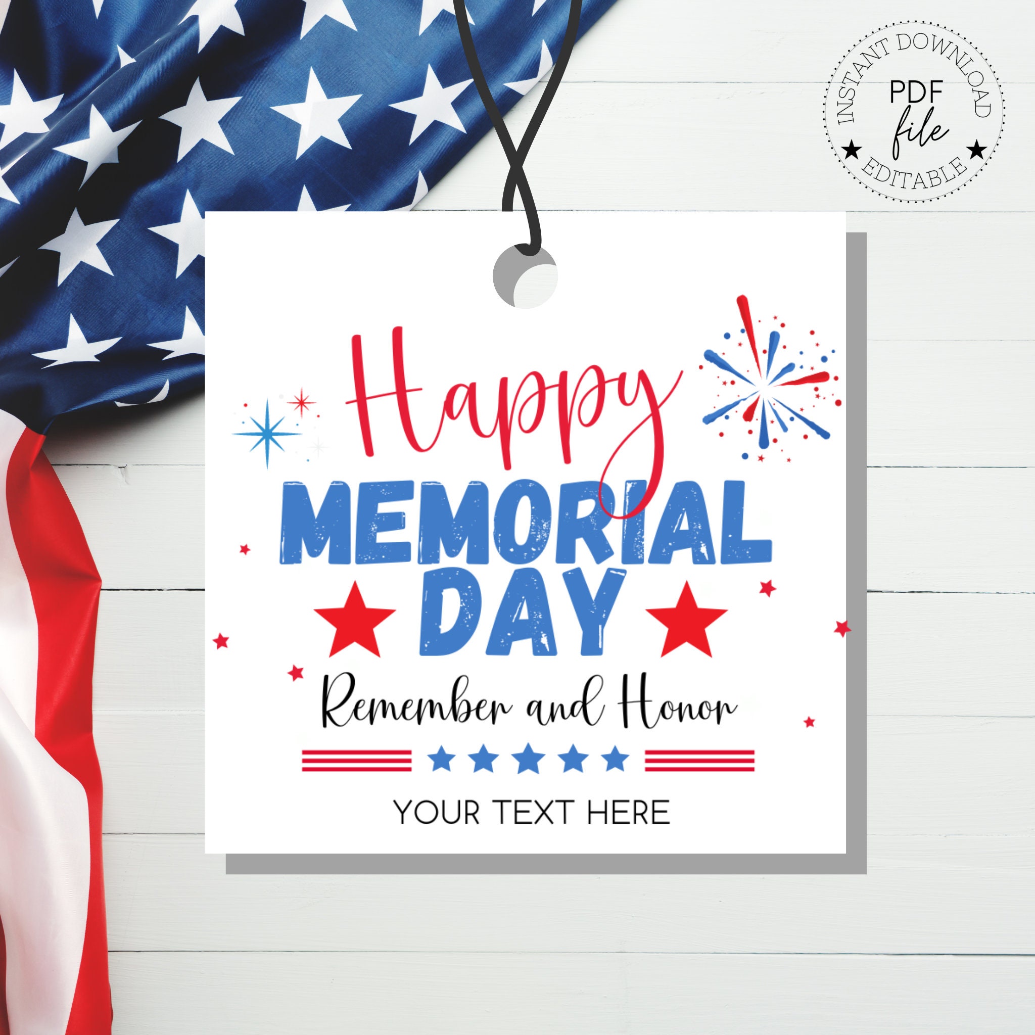 Happy Memorial Day Printable Tag Military Appreciation Favor Tag ...