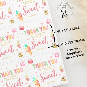 Printable Thank You Birthday Party Favor Tag | Personalized Thanks for ...