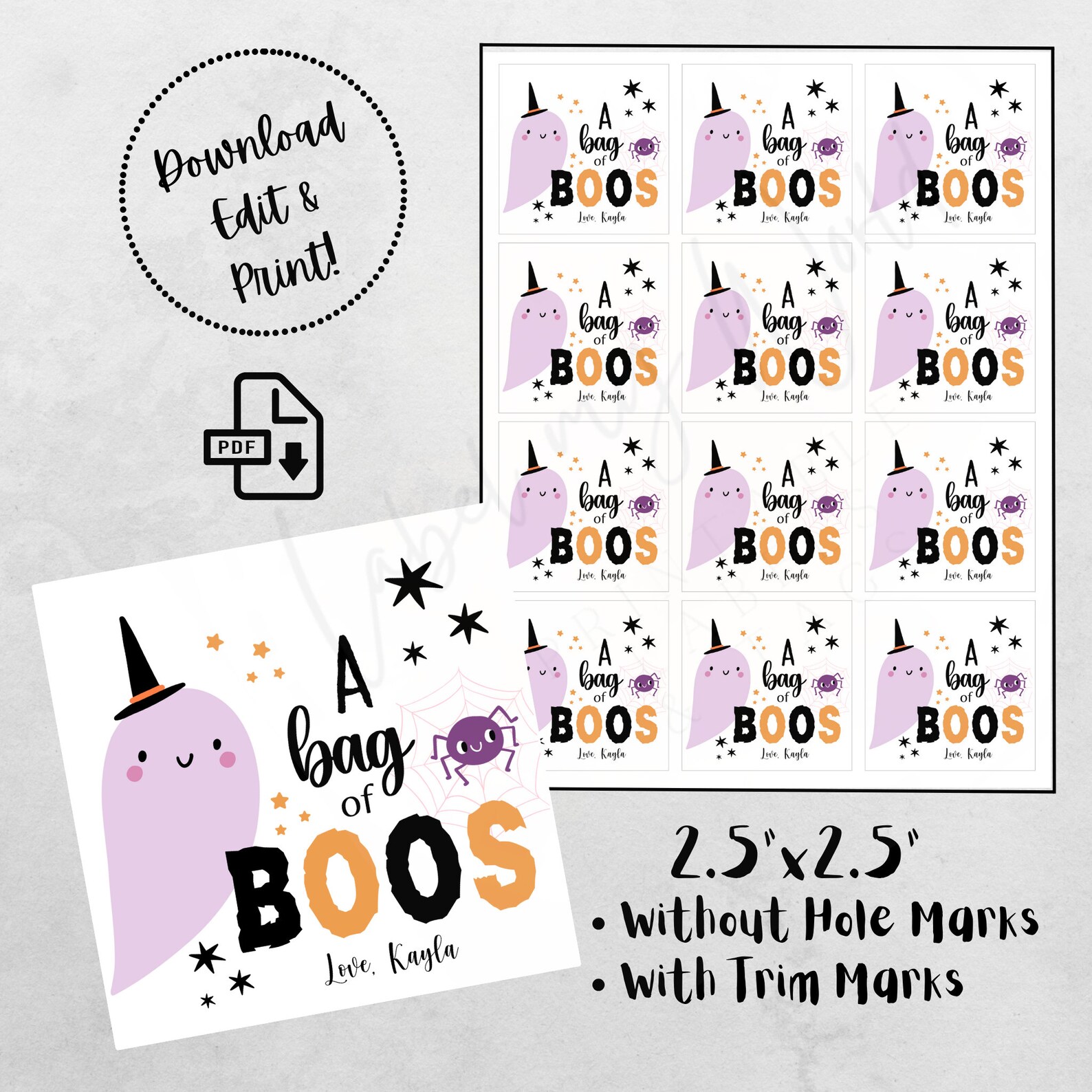 A Bag of Boos Printable Gift Tags | Personalized Halloween Treats/gifts ...