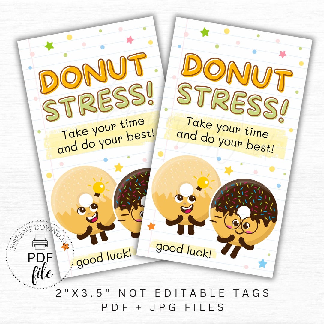 Printable Testing Day Donut Snack Tag, Classroom Mini Donuts Treat Tags ...