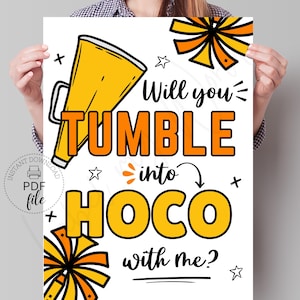 Printable Cheerleader Gymnastics Homecoming Proposal Sign, Will You ...