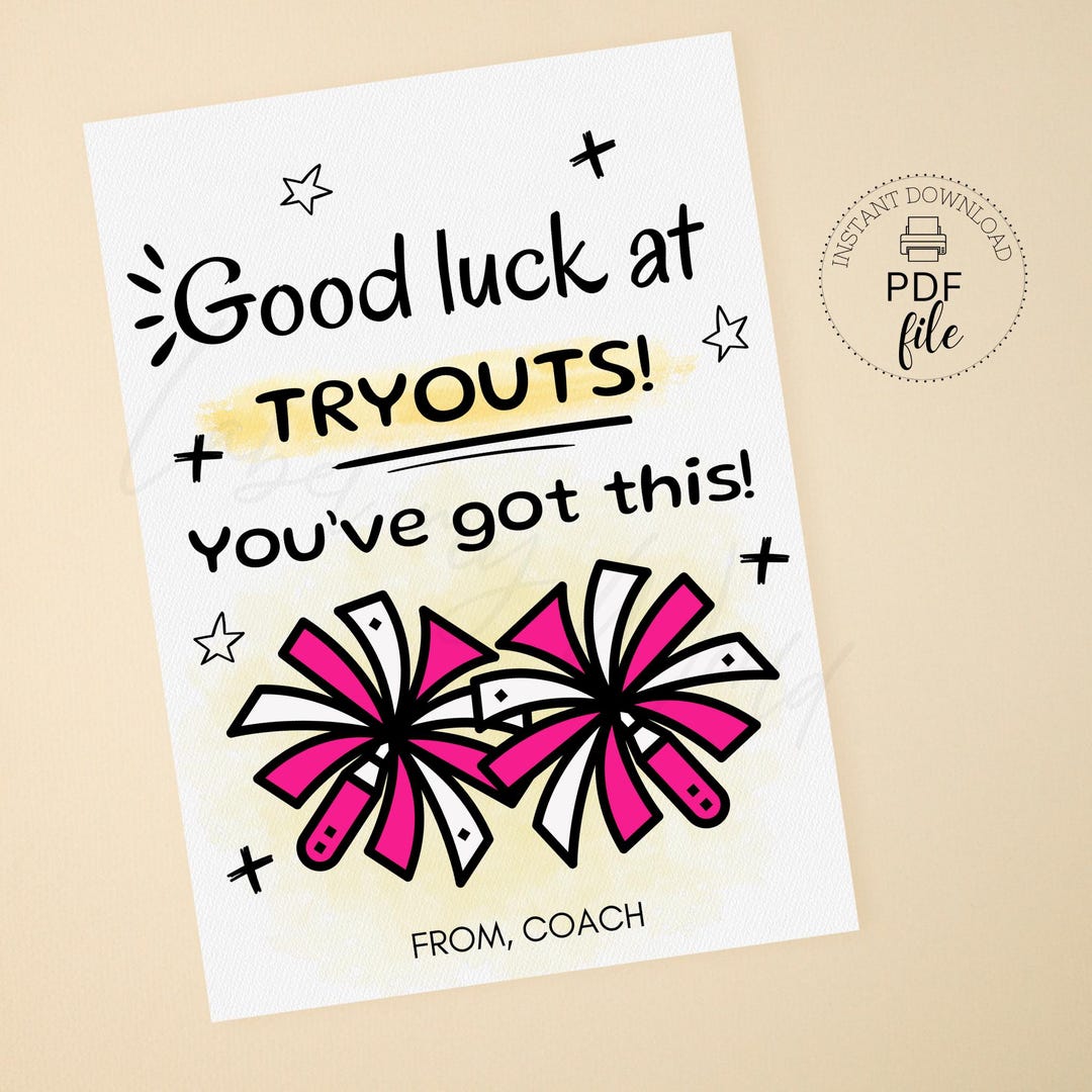Printable Good Luck at Tryouts Dance/gymnastics/cheer Team Treat Tag ...