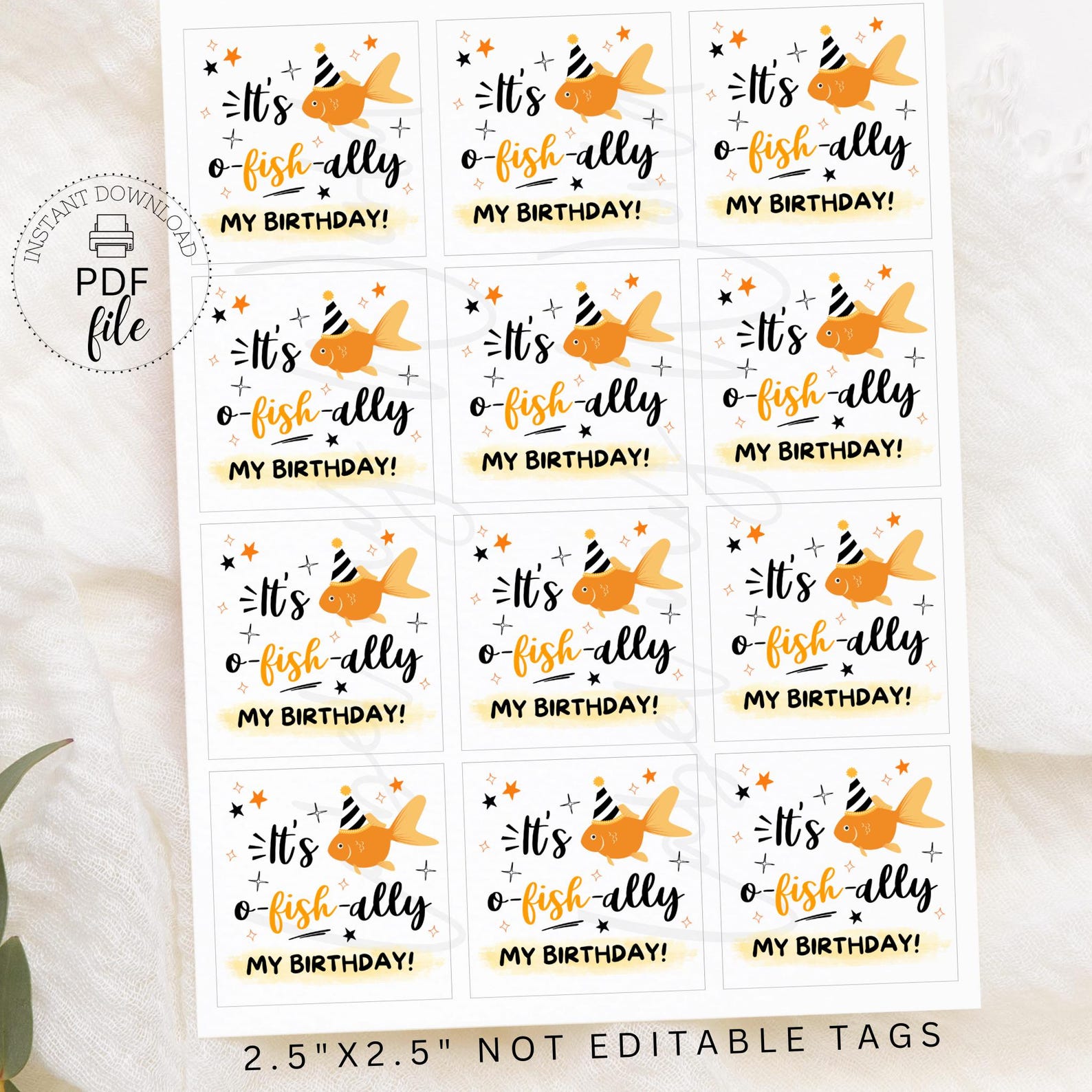 Printable Birthday Goldfish Gift Tags, Personalized It's O Fish Ally My ...