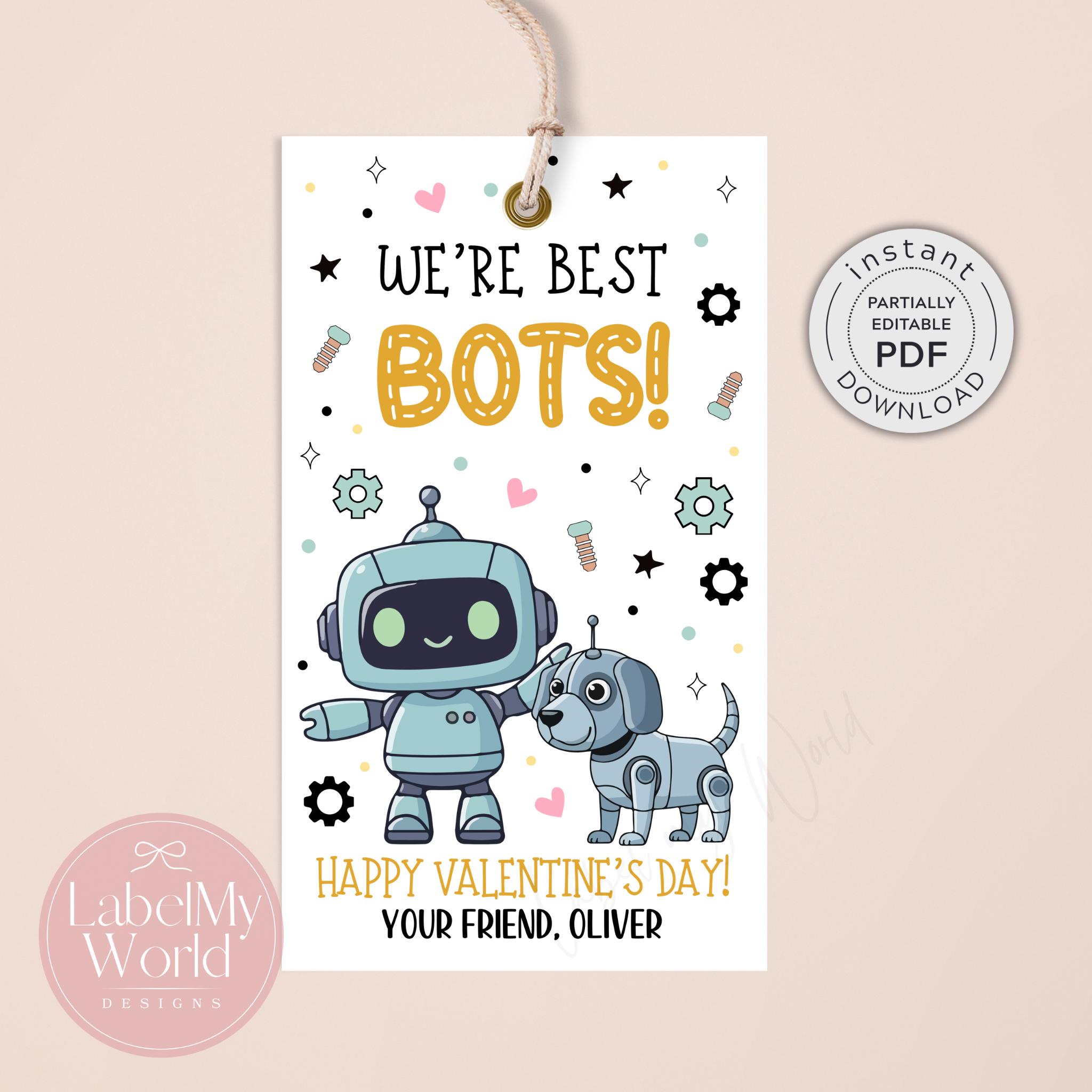 Printable Robot Valentine Cards, Classroom Robot Valentine's Day Gift ...