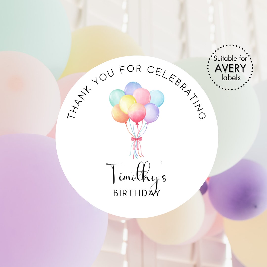 Birthday Balloons Stickers Happy Birthday Neutral Gender - Etsy