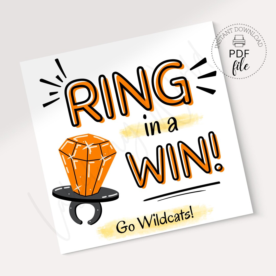 Printable Ring in a Win Gift Tag, Personalized Sports Game Day Good ...