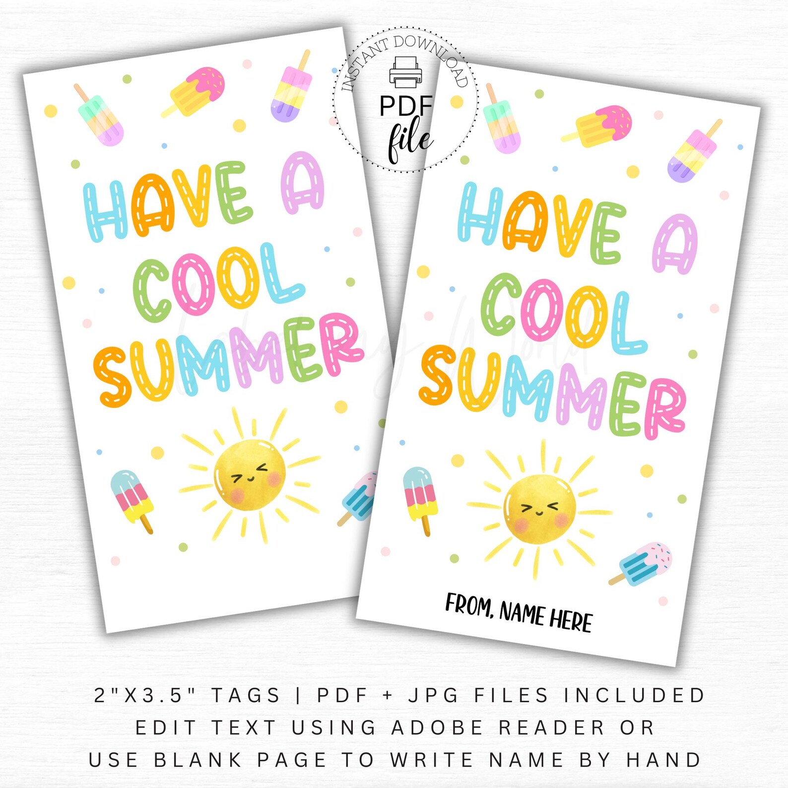 Have a Cool Summer Printable Gift Tag, End of School Year Personalized ...