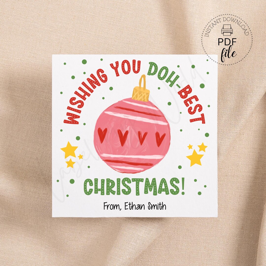 Printable Playdough Christmas Tag, Wishing You Doh-best Christmas ...