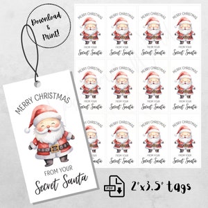 Merry Christmas From Your Secret Santa Gift Tags | Printable Christmas ...